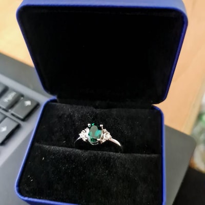 Vintage Emerald Engagement Ring Unique Nature Inspired Moon Green ...