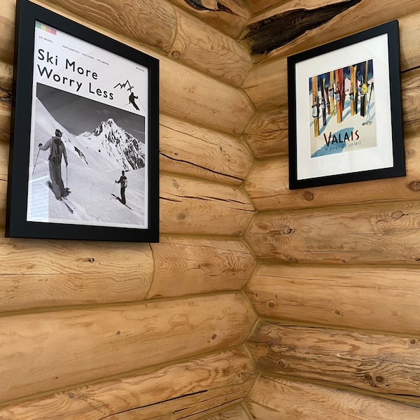 Ski More Worry Less Poster, Skiing Alps Outdoor Adventure Art Print ...