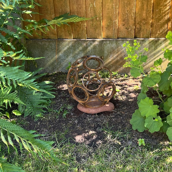 Metal Rusty Garden Modern Art Decorative Open Sphere Ornament - Steel ...