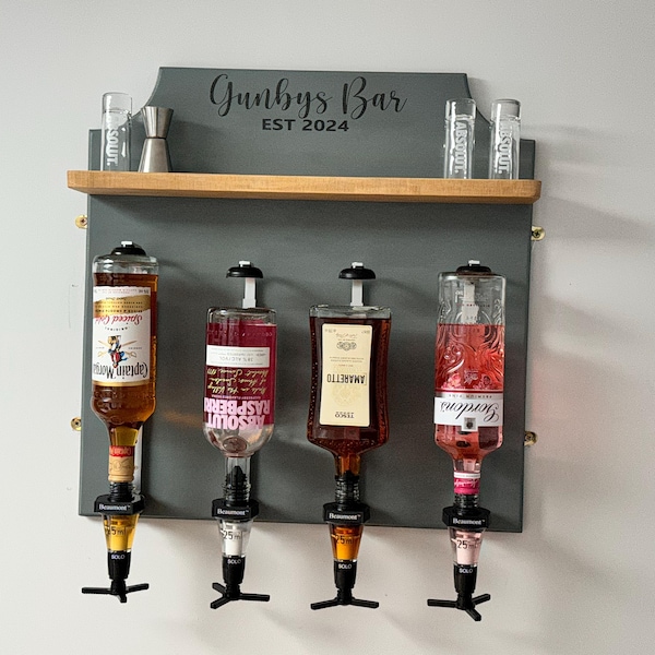 Handmade Pine Optics Bar, Personalised, Home Bar, Wall Mounted Optics ...