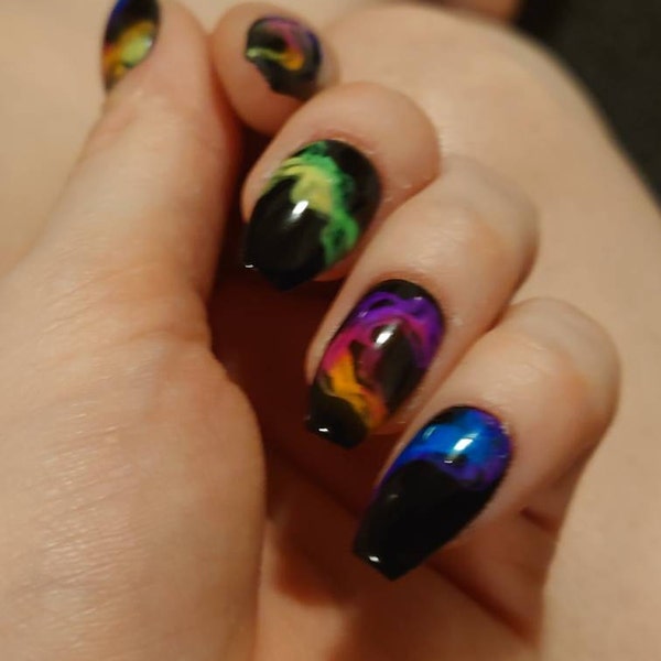Neon Smoke Nails | Smoke Nails | Neon | Neon Nails | Nails | Press on ...