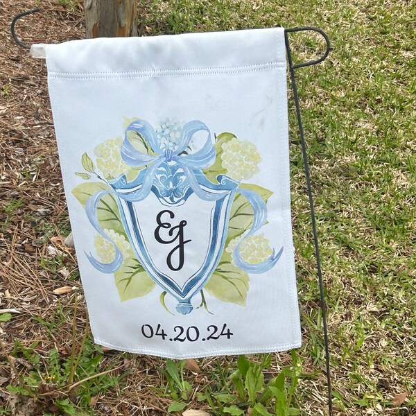 Personalized Wedding Crest Flag With Monogram Initials and Date Custom ...