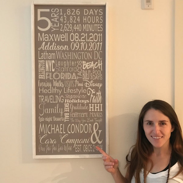 5th Anniversary Sign Gift on Wood, 5th Anniversary Gift for Him ...