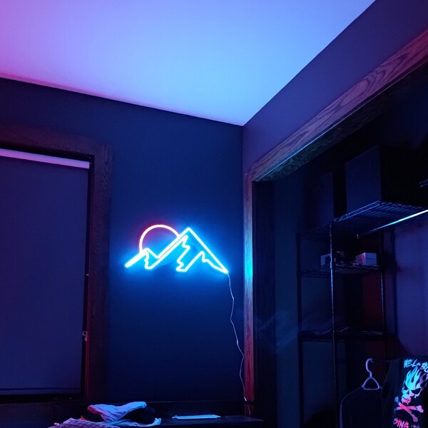 Mountain Neon Wall Art Landscape Neon Sign Neon Art, Neon Art Light ...