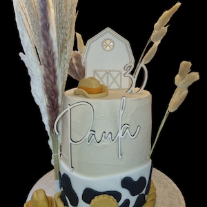 Farm Yard Barn Theme Cake Topper Set Picket Fence, Tractor, Name Cake ...