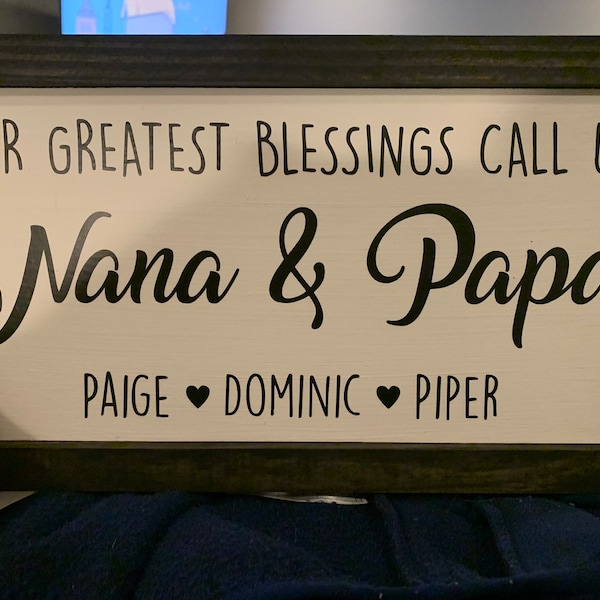 Custom Nana & Papa Sign, Christmas Gift, Grandparents Wooden Sign ...