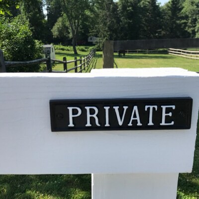Private Door Sign Old Antique Style Wall Plaque Solid Cast Metal Black ...
