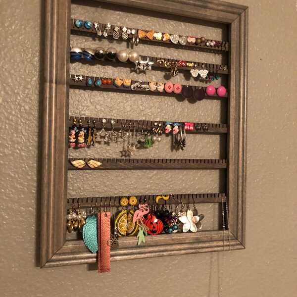 Earring Holder Framed Iorganize® Organizer - Movable Slats - Hoop Hooks ...
