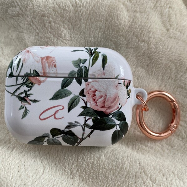 Rose Pattern AirPod Case Personalized Airpods Pro Hard Cover Keychain ...