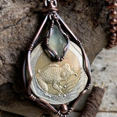 Coin Pendant,fish Pendant,wire Wrapped Pendant, Copper Jewelry, Copper ...