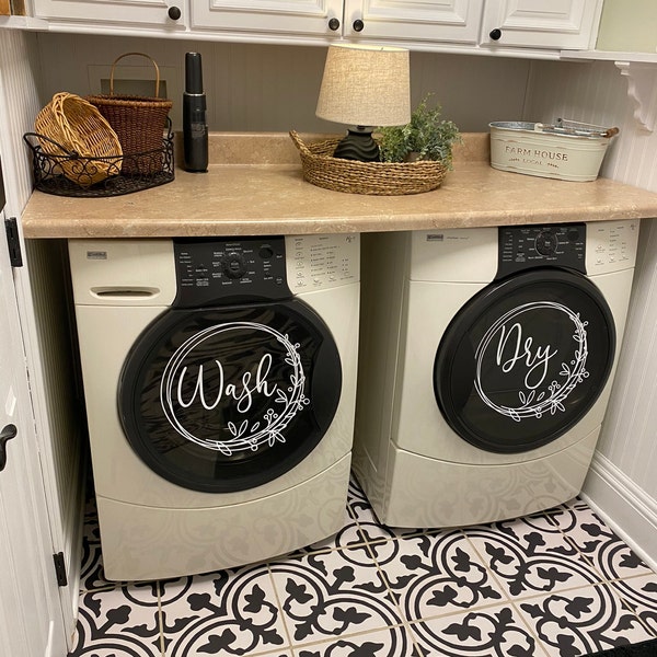 Wash and Dry Decals - Set of 2 Decals, Laundry Room Decals, Laundry ...