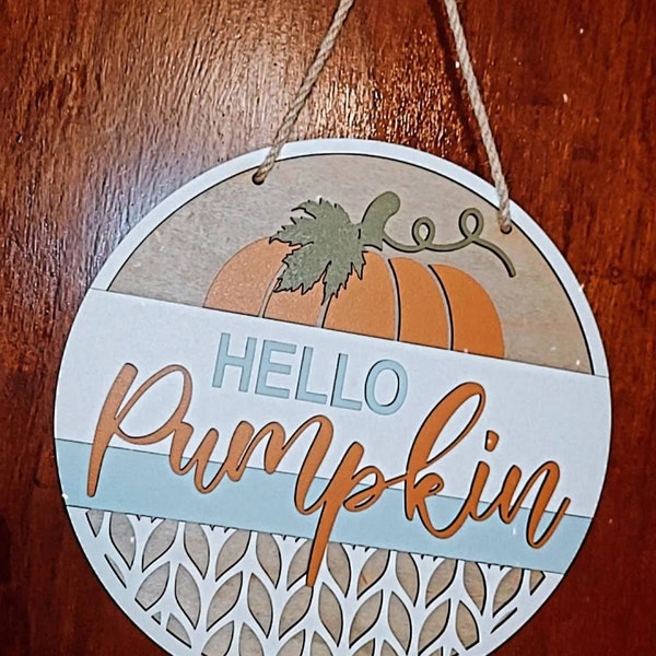 Fall Door Hanger | Fall Door Sign | Fall Door Decor | Hello Pumpkin ...