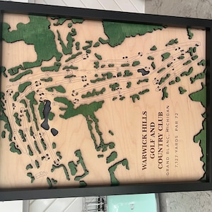 Custom Golf Course Map Engraved Golf Map Custom Golf Picture Wooden ...