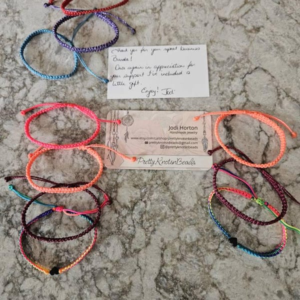Waterproof Waxed Cord Macrame Friendship Bracelet, Adjustable Braided ...