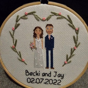Wedding Calendar Cross Stitch Personalised Wedding Calendar Hoop Wall ...