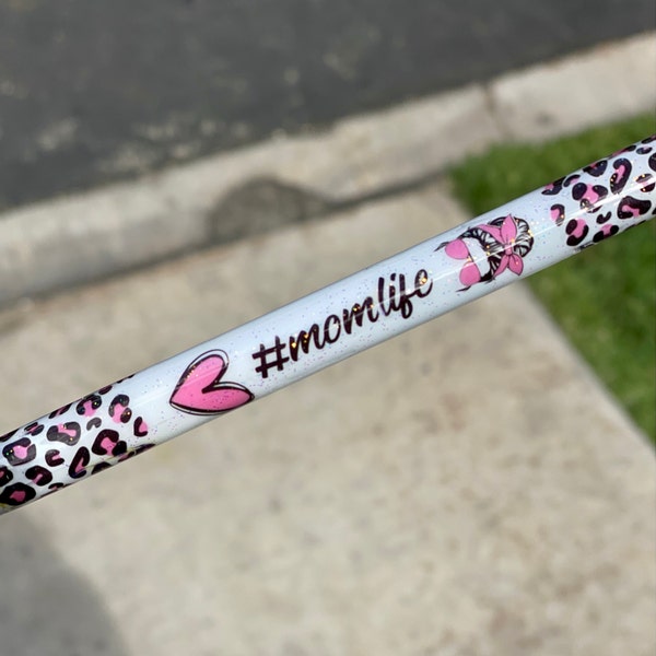 Mom Life Pen Wraps SVG PNG, Mom Life Leopard Waterslide Wrap, Glitter ...