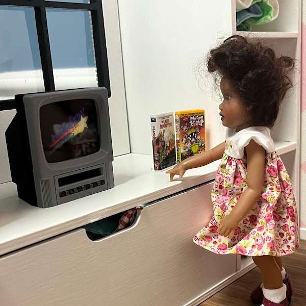 1:6 Mini TV/VCR Combo Set With Miniature VHS Tape, Doll One-sixth Scale ...