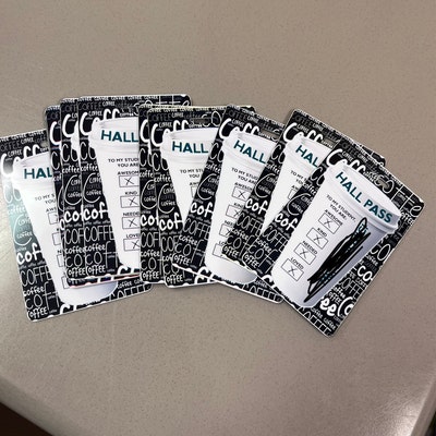 Coffee Theme Classroom Hall Passes for Teachers, Personalized, Set of ...
