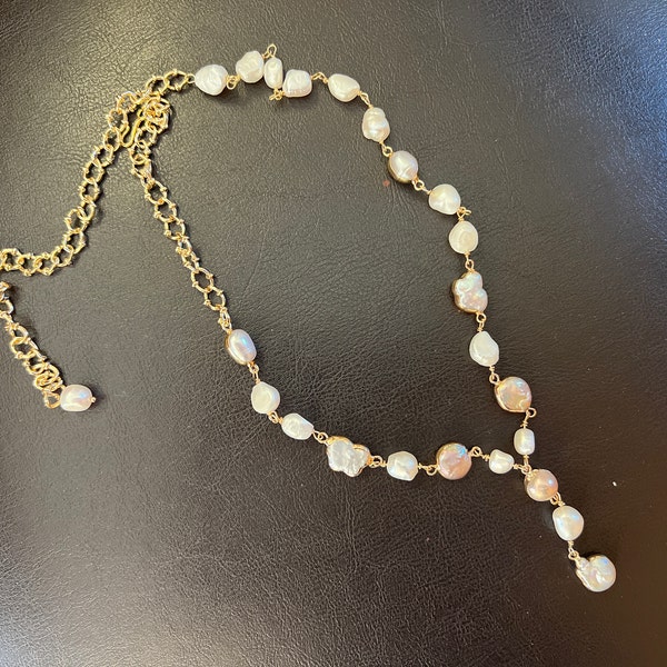 Freshwater Multiple-color Multiplie-shape Baroque Pearl Chain Necklace. High Luster Baroque ...