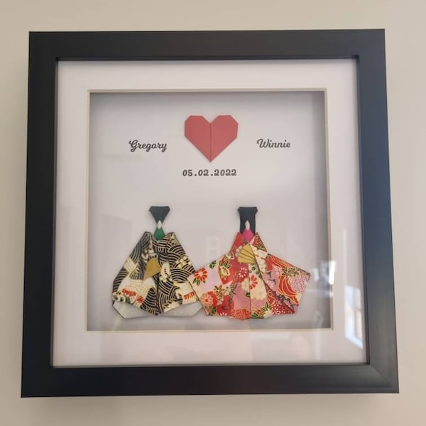 Personalised Origami Bride and Groom 3D Frame Art: Wedding Gift ...