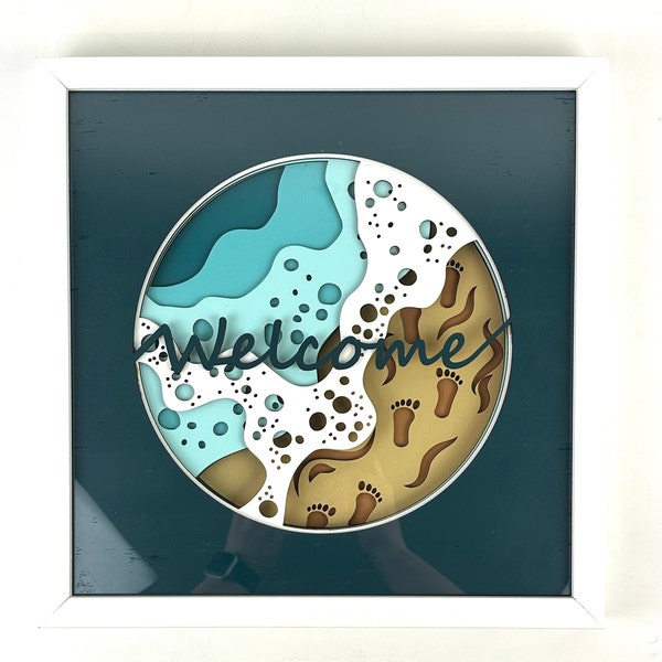 Welcome Sign Shadow Box, Welcome Sea Shadow Box, Beach House Signs for ...