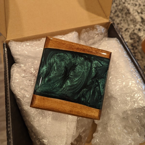 Epoxy Coasters | Dark Teal Epoxy | Set of 4 | - Etsy