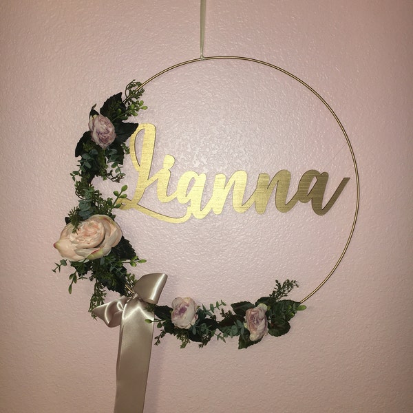 Nursery Wreath With Name - Baby Shower Gift - Baby Shower Wreath With ...