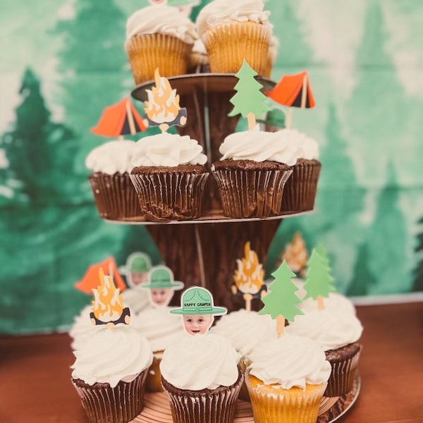 Camp Cupcake Toppers | Photo Cupcake Toppers | Camp Theme | One Happy ...