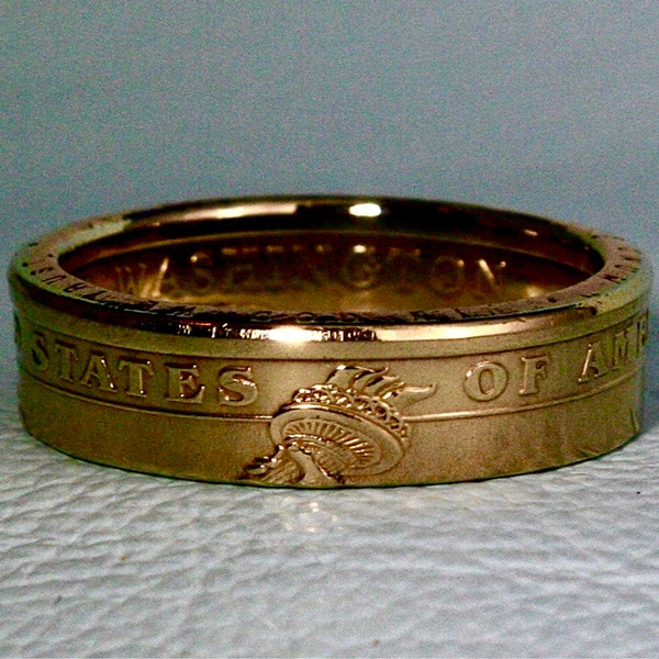 US Gold Dollar Coin Ring - Size 6 to 13 1/2 - Polished - Statue of ...
