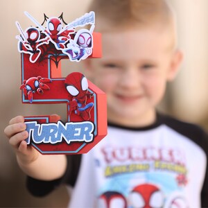 Spidey and His Amazing Friends 3D 7 Letters or Numbers Spidey Party ...