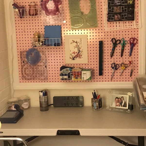 44" X 35" Beautiful Framed Pegboard | Peg Board Organizer | Craft Room ...