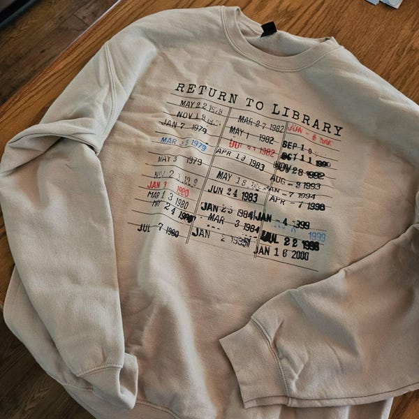Return to Library Shirt, Vintage Library Card Book Due Date Sweatshirt ...