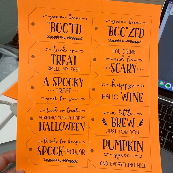 Halloween Gift Tags. Instant Download Printable. Wine Gift Tags. Rustic ...
