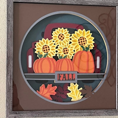 3d Fall Harvest Truck Shadow Box Svg, 3d Layered Svg, 3d Svg, Fall ...