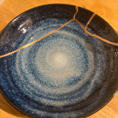 Kintsugi Bowl Set Black White Sake Bowl Real Kintsugi - Etsy