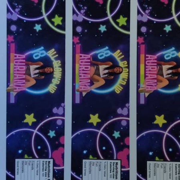 Neon Glow Party Water Bottle Labels Editable Template | Glow Crazy ...