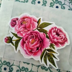 Pink Peony Vinyl Sticker Peony Bouquet Sticker iPad Floral Sticker ...
