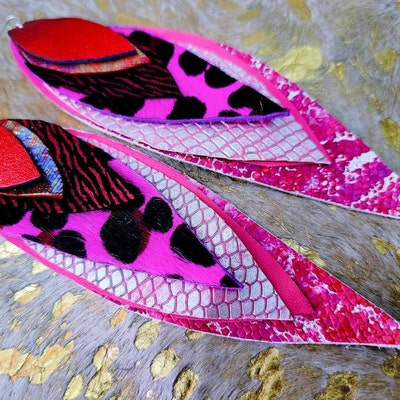 Mix HAIR on LEATHER Hide Scraps, Mix of Different Colors / Textures, 10 ...