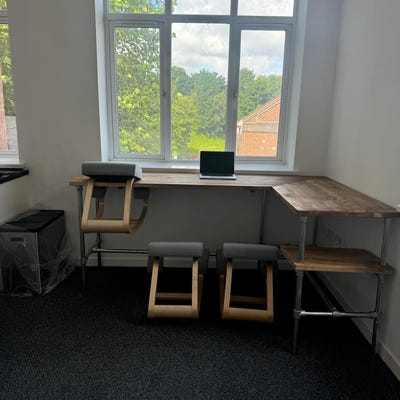 Reclaimed Curved Desk With Trapezium Legs and Cabling Holes - Etsy