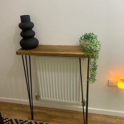 RUSTIC CONSOLE TABLE narrow Radiator Cover, Recycled Scaffold Board ...