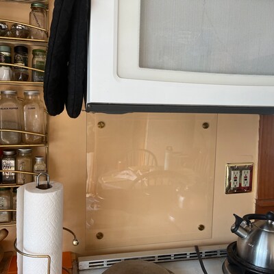 Glass Stove Backsplash, Kitchen Splashback Wall Panel Behind Cooker and ...