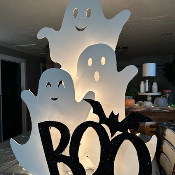 4ft Cute Ghost Trio With BOO Template When Made. Printable Trace & Cut ...