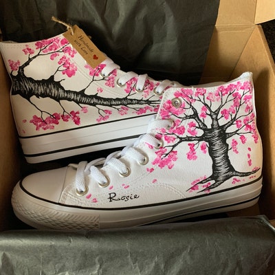 CHERRY BLOSSOM Shoes / Hand Painted Sakura Shoes / Japanese Inspired ...