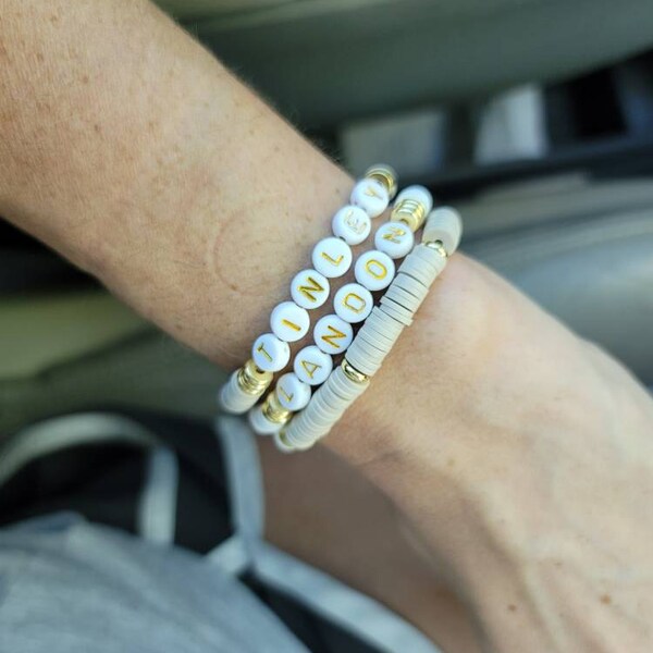 Beaded Bracelets, Personalized Name Bracelet, Name Bracelet, Heishi Bead Bracelet, Friendship ...