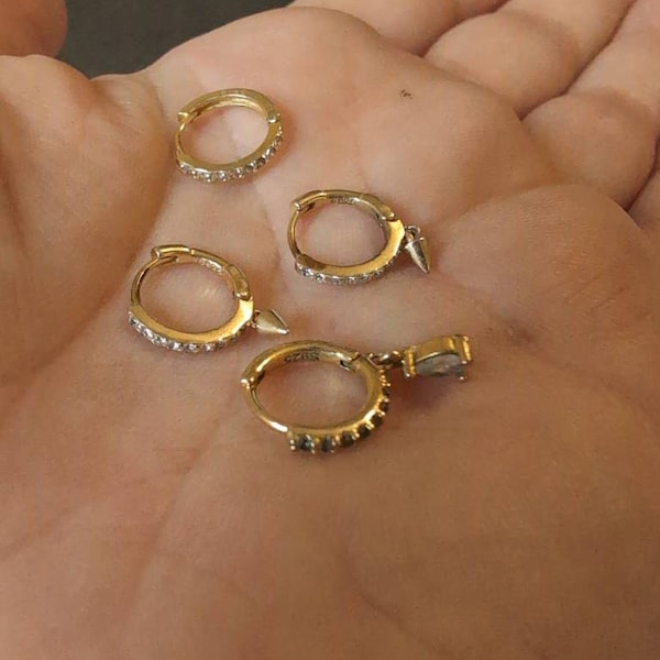 Pierced Earring Set Silver Stacking Earring Set Minimal Ear Stack for ...