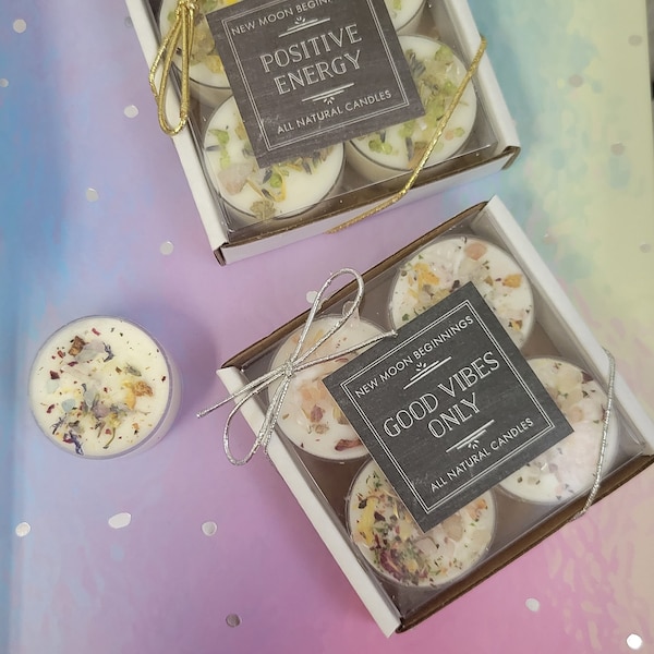 Positive Energy Candles - Crystal & Herb Candle - Soy Aromatherapy ...