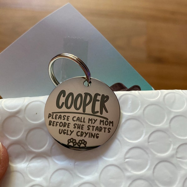 Ugly Crying Dog Tag, Personalised Dog Tag, Dog Tag, Dog, Dog Collar ...