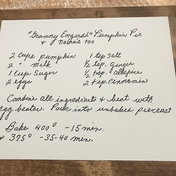Recipe Card Sign, Custom Recipe Card, Handwritten Recipe, Handwritten ...