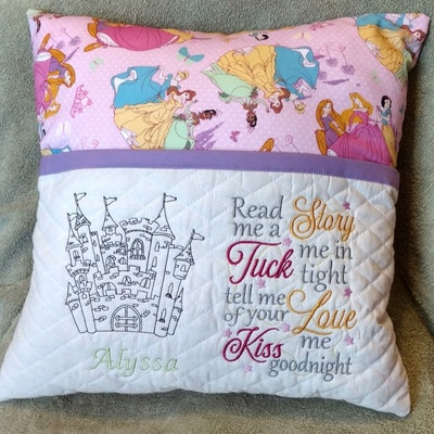 Read Me A Story Tuck Me in Tight Love Embroidery Reading Pillow Saying ...