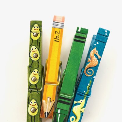 Student Classroom Clothespins Hand Painted Personalized Kids Artwork ...